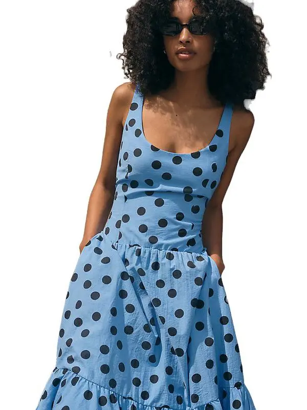 Maeve Drop-waist Midi Dress - Blue Dot