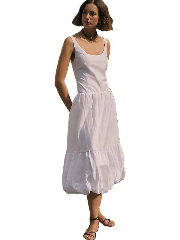 Maeve Drop-waist Midi Dress - White