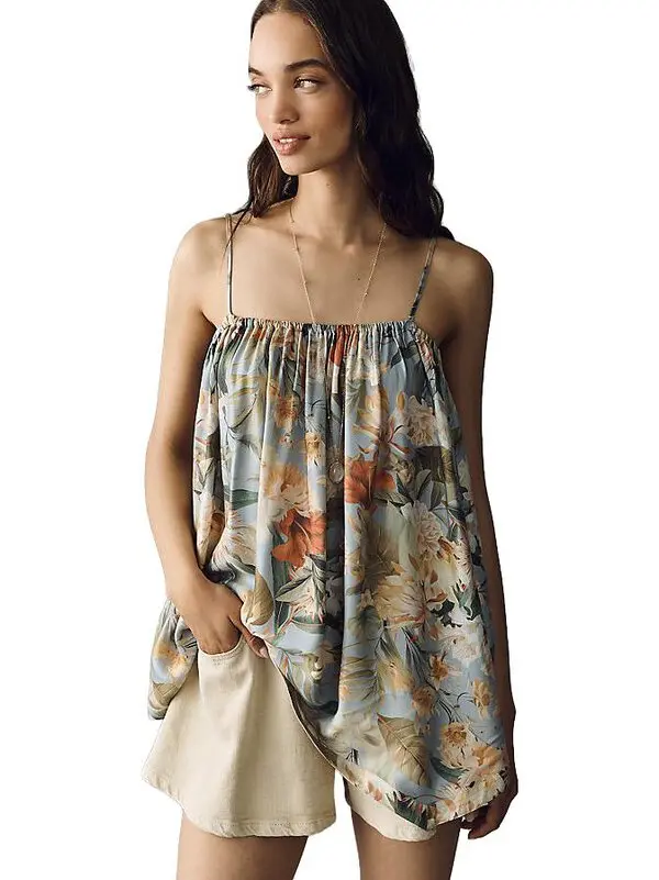 Anthropologie Silken Tunic Cami - Multi Floral