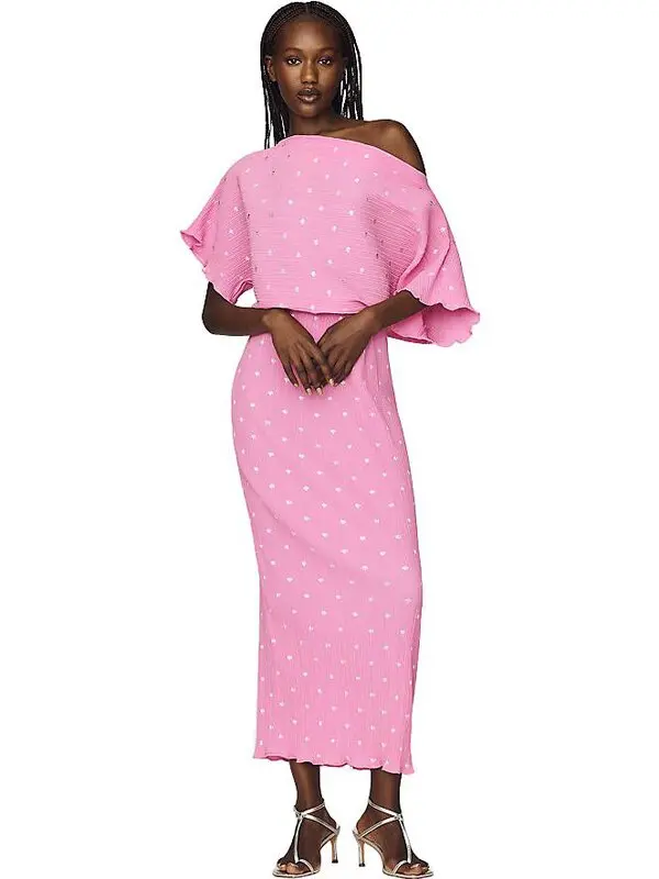 NEVER FULLY DRESSED Draped Midi Dress - Pink