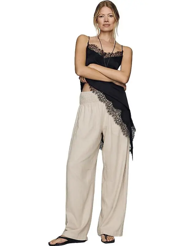 PILCRO Reese Solid Full-length Linen-viscose Pants - Silver Sage