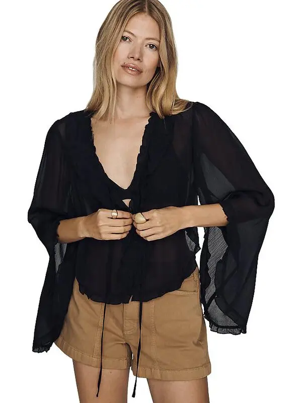 Anthropologie Mariana Tie-front Blouse - Black