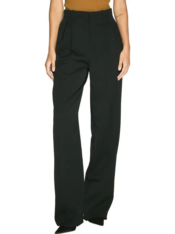 Saint Laurent Wide-leg Wool Trousers - Black