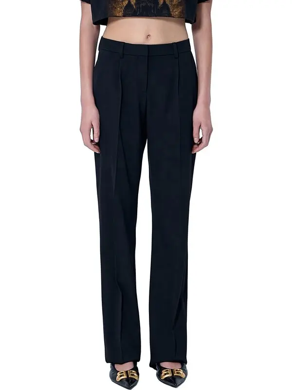 Balenciaga Slim Tailored Pants With Pleated Front - Black