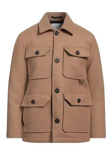 PAOLO PECORA Wool Blend Single-breasted Coat - Camel