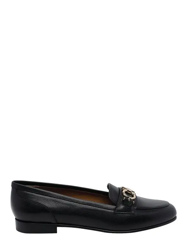 FERRAGAMO Gancini Ornament Loafers - Black