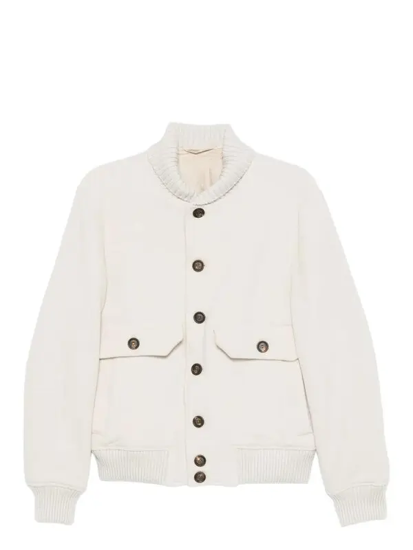 Eleventy Buttoned Jacket In Beige Wool Blend - Brown