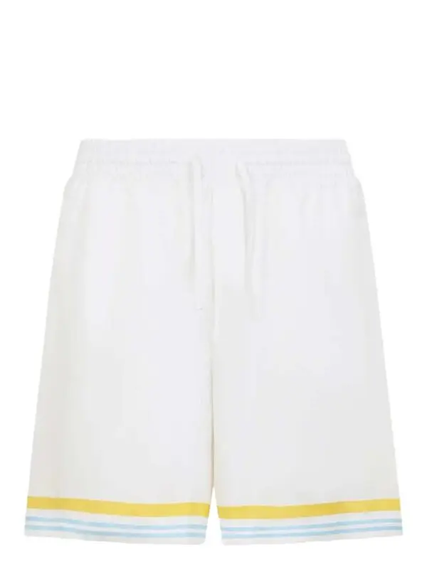 Casablanca Silk Shorts With Striped Trim - White