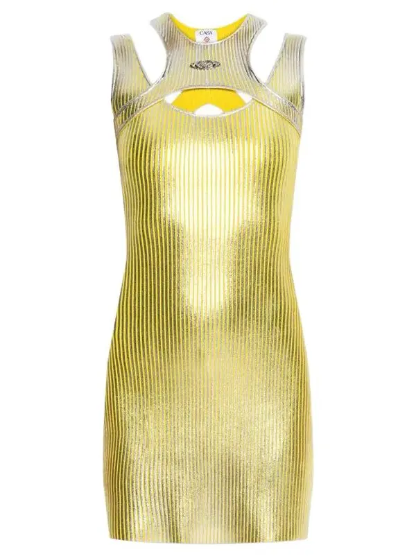 Casablanca Mini Dress With Cutouts And Metallic Print - Multicolor
