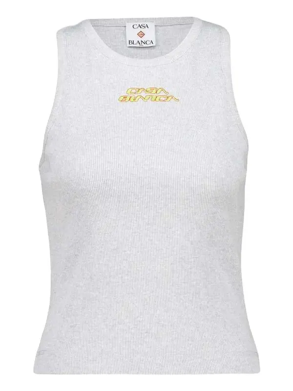 Casablanca Ribbed Tank Top With Logo Print - Gray