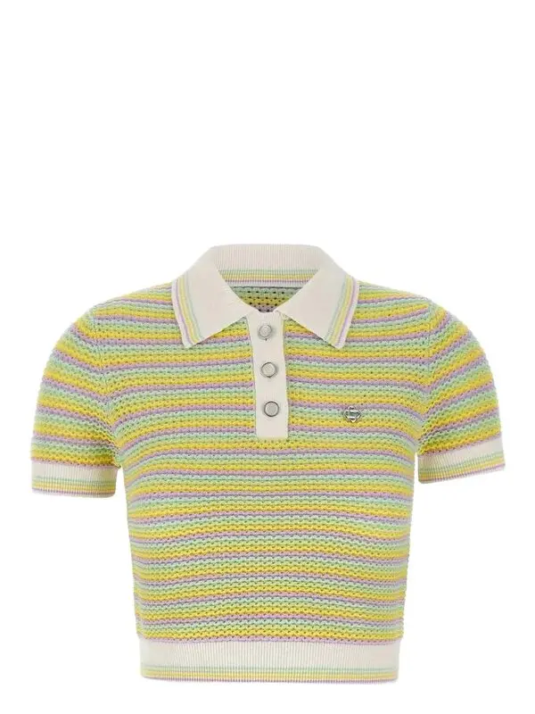 Casablanca Striped Knit Polo Shirt - Multicolor