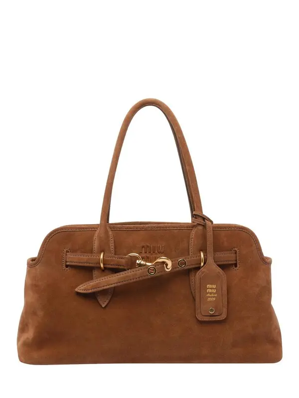 Miu Miu Suede Shoulder Bag - Brown