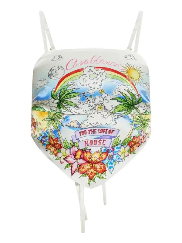 Casablanca Floral Print Silk Top - Multicolor