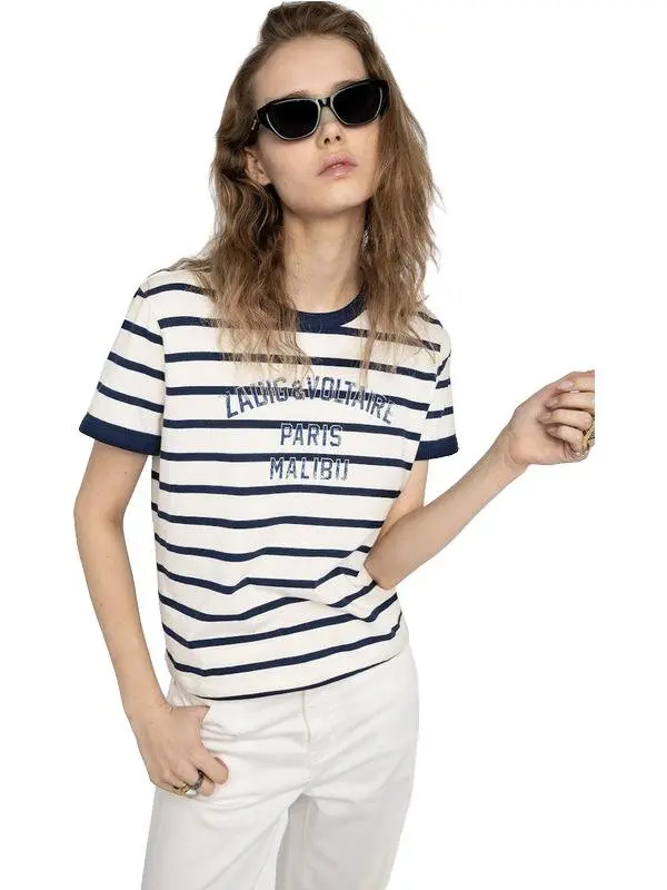 Zadig&Voltaire Malibu" Striped Cotton T-shirt - White