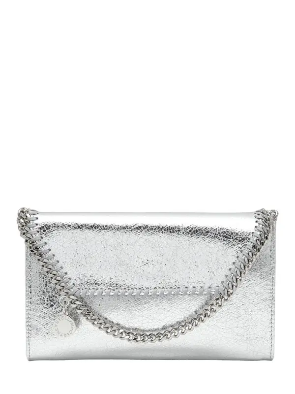 Stella McCartney Falabella Metallic Crossbody Wallet Bag - Silver
