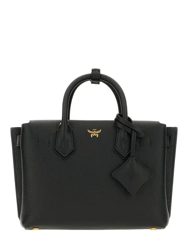 Mcm Black Leather Handheld Bag - Multicolor
