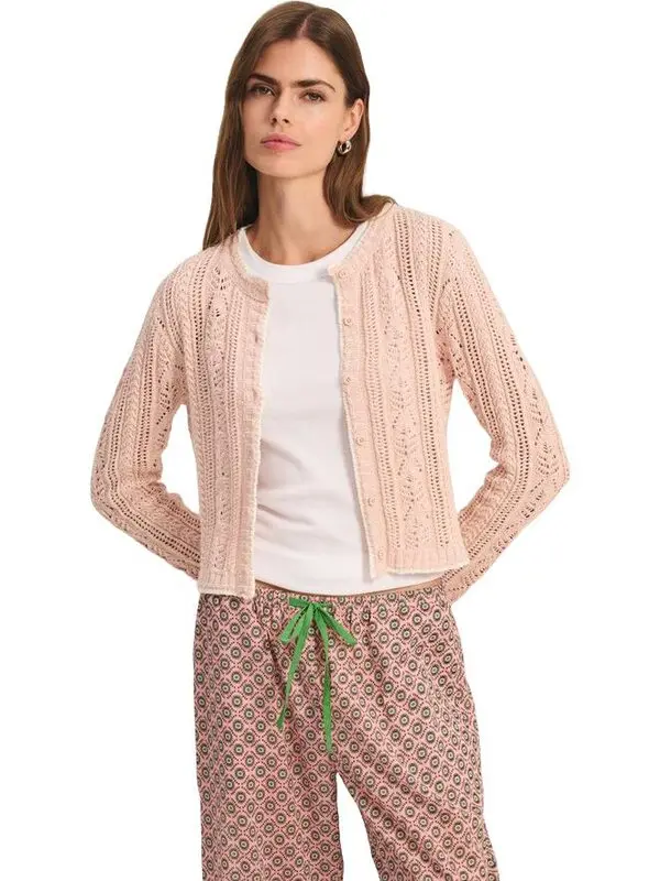 Velvet By Graham & Spencer Daisy Cardigan - Neutral / Floral