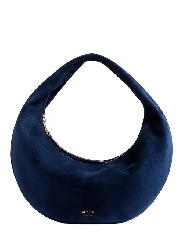 Khaite Mini Olivia Hobo In Suede - Midnight Navy