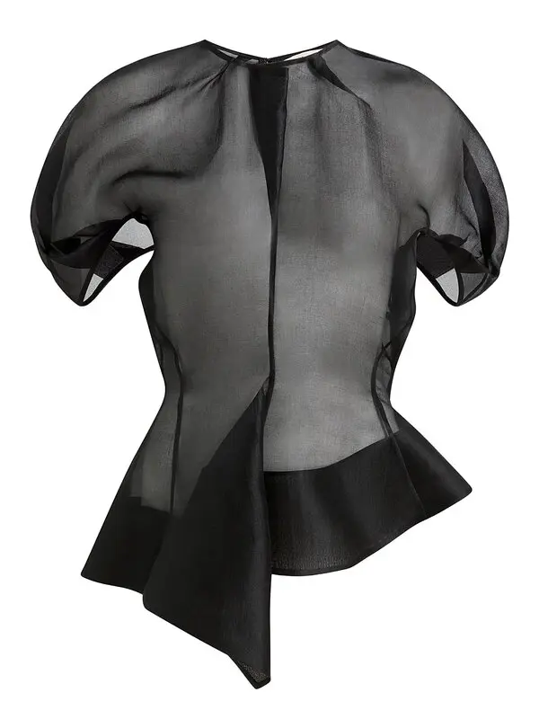 Khaite Rumi Silk Organza Draped Top - Black