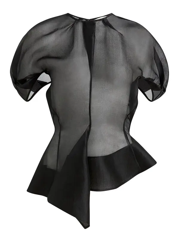 Khaite Rumi Silk Organza Draped Top - Black