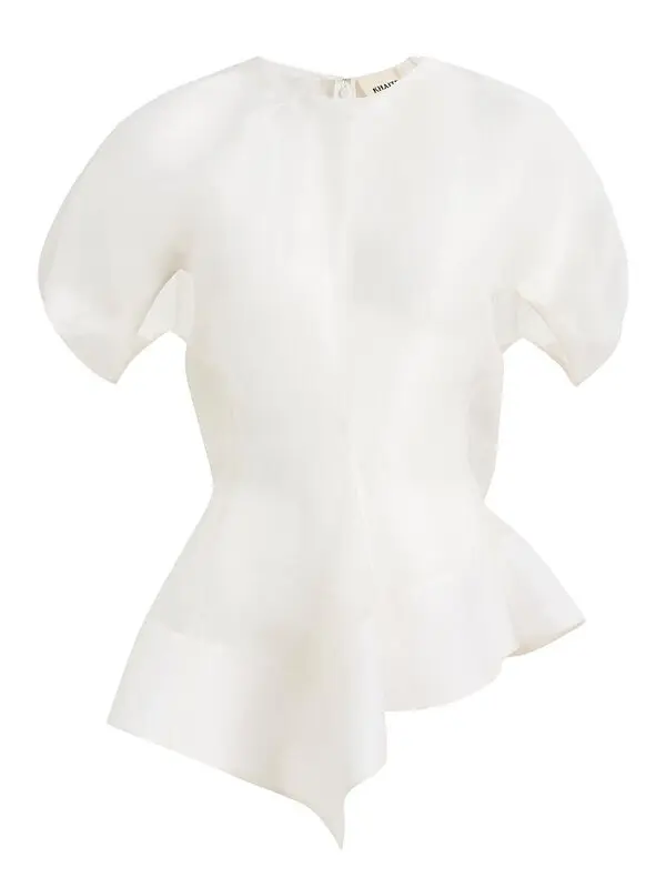 Khaite Rumi Silk Organza Draped Top - Chalk