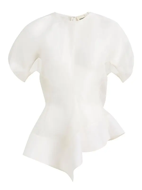 Khaite Rumi Silk Organza Draped Top - Chalk
