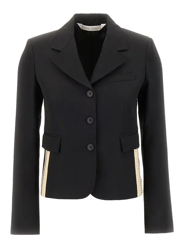 Palm Angels Single Breasted Blazer With Striped Detailing - Multicolor