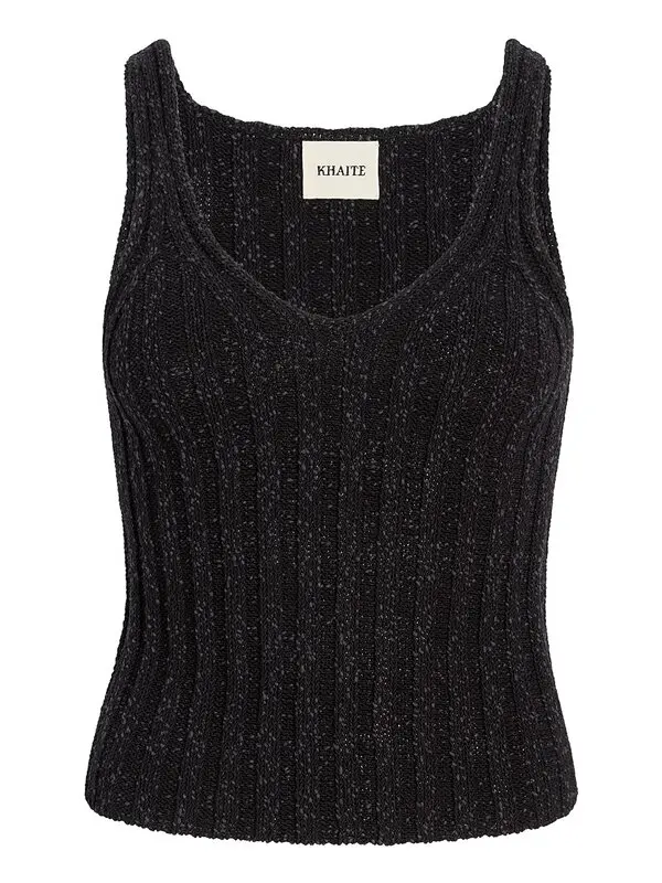 Khaite Val Ribbed Cotton V-neck Tank - Black