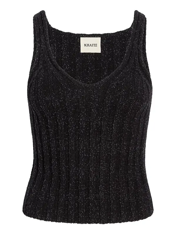 Khaite Val Ribbed Cotton V-neck Tank - Black