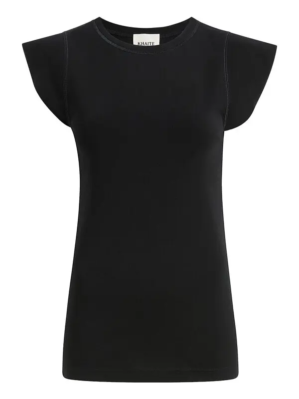 Khaite Angel Top In Ribbed Japanese Cotton - Black
