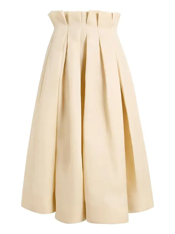 Khaite Astrid Silk Shantung Organza Skirt - Ivory Glow