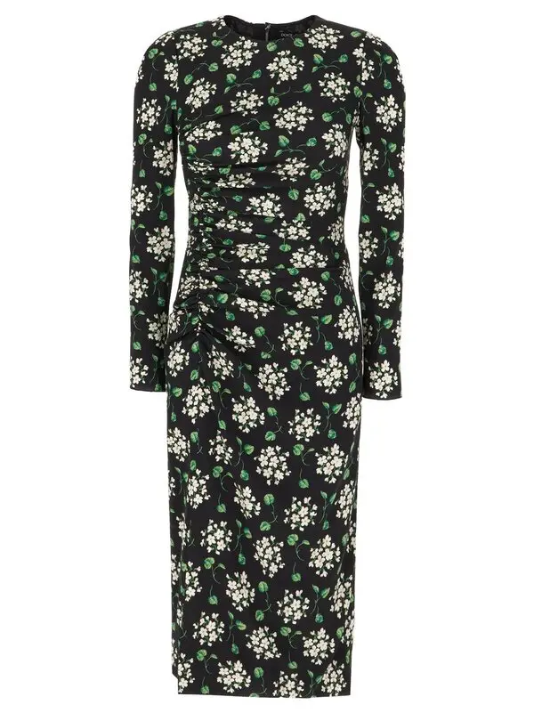 Dolce & Gabbana Floral Print Ruched Midi Dress - Multicolor