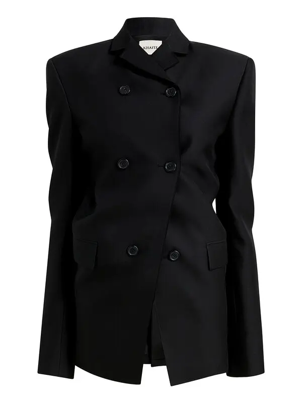 Khaite Rolo Jacket In Wool Silk - Black