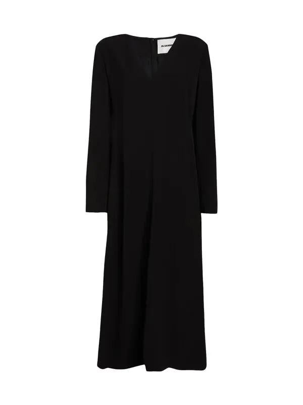 JIL SANDER Black V-neck Long Sleeve Dress - Multicolor