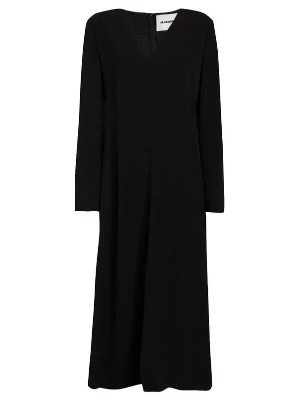 JIL SANDER Black V-neck Long Sleeve Dress - Multicolor