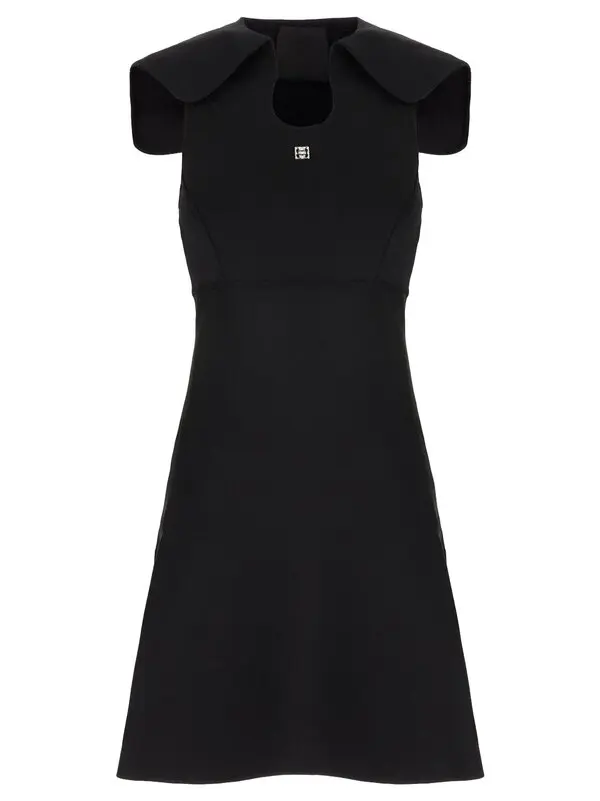 Givenchy Black Dress With Silver Tone Emblem - Multicolor