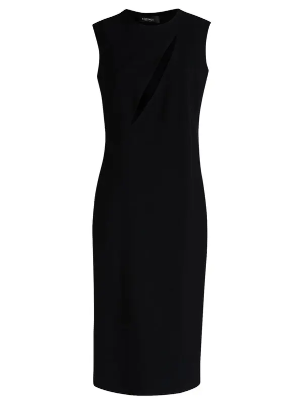 Versace Black Asymmetrical Neckline Dress - Multicolor