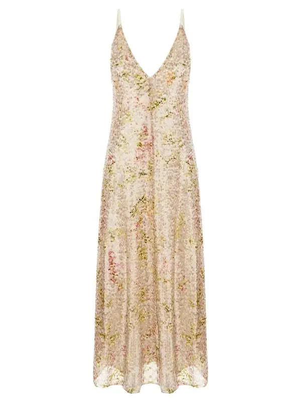 Alberta Ferretti Sequined V-neck Dress - Multicolor