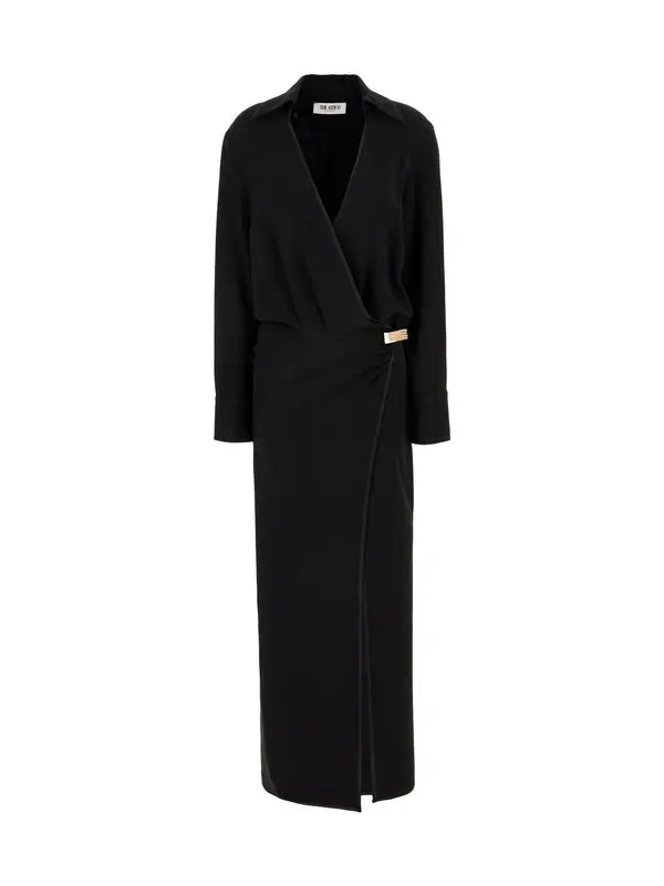 Attico Asymmetrical Midi Dress With Gold Tone Clasp - Multicolor
