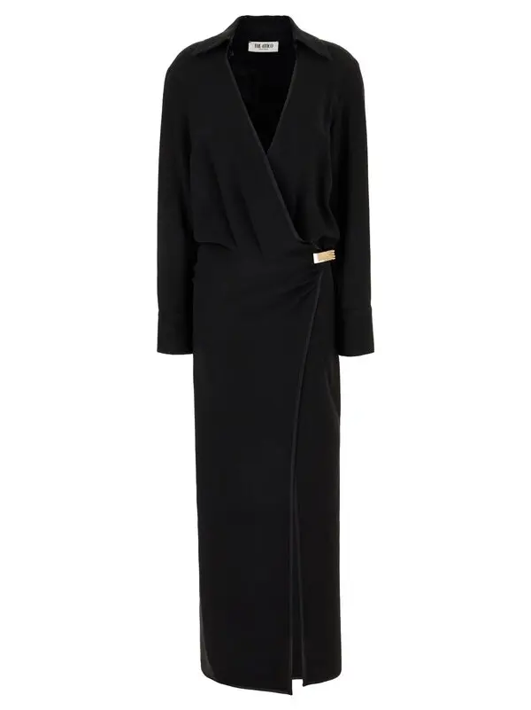 Attico Asymmetrical Midi Dress With Gold Tone Clasp - Multicolor
