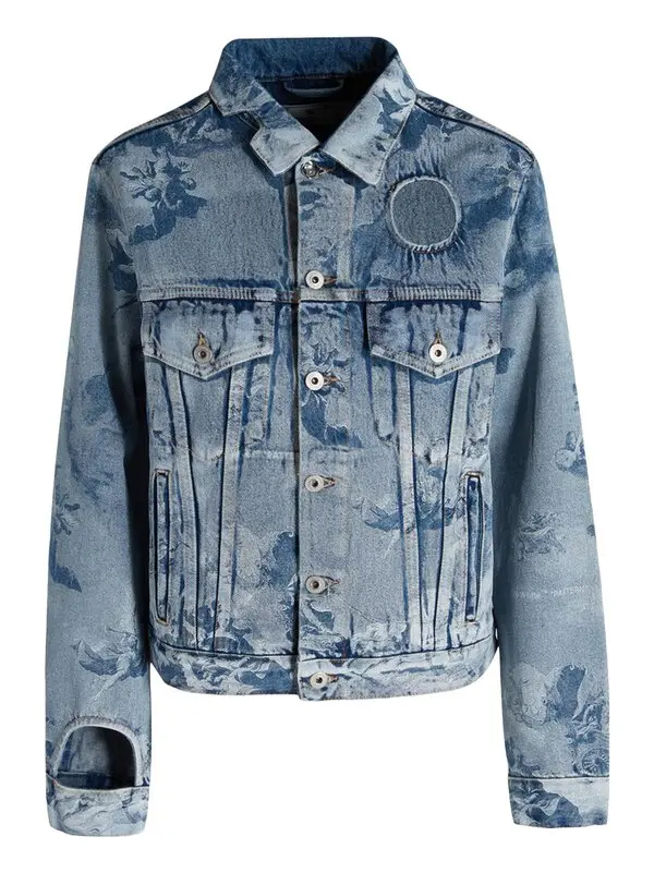 Off-White Denim Jacket With All-over Print - Multicolor