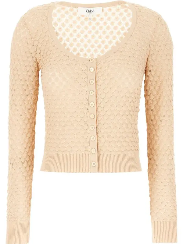 Chloé Ribbed Cardigan With Button Detail - Multicolor