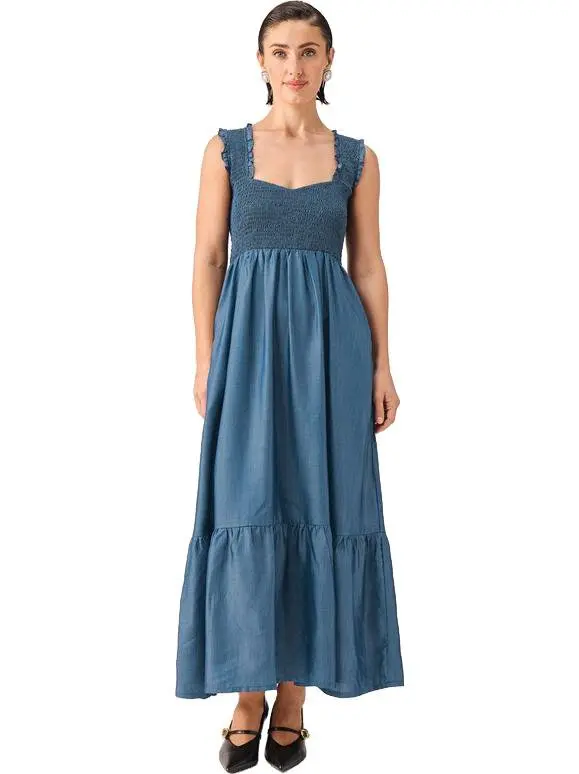 REISTOR Smocked Maxi Dress - Blue