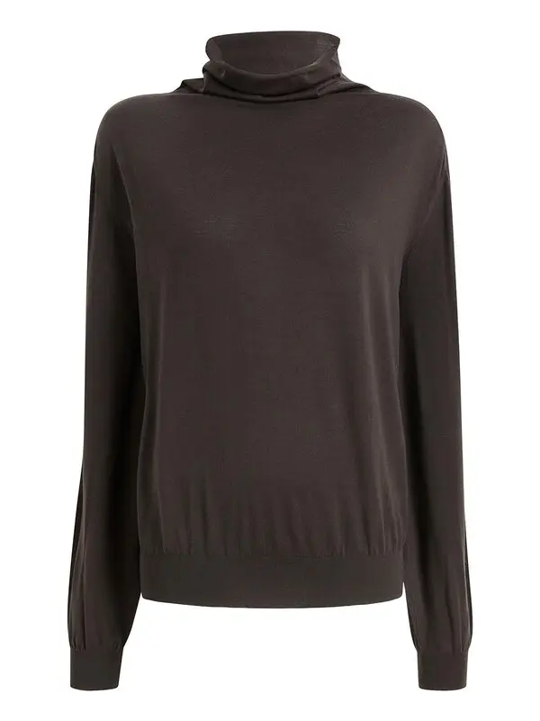 Khaite Annette Merino Wool Turtleneck Sweater - Espresso