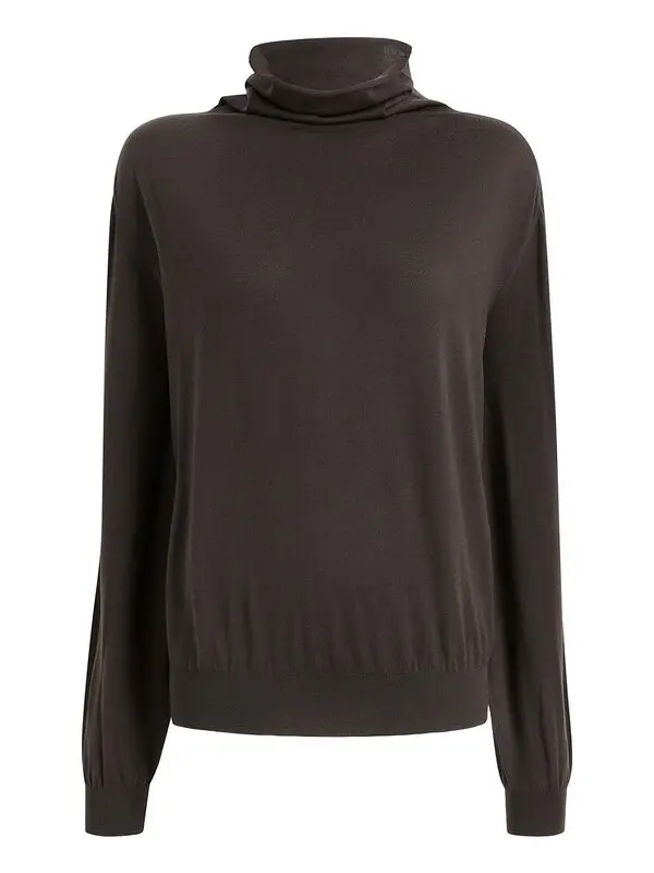 Khaite Annette Merino Wool Turtleneck Sweater - Espresso