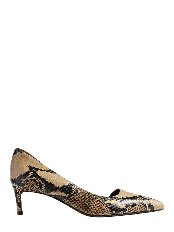 Khaite D'orsay Low Heel Pumps In Python Embossed Calfskin - Taupe
