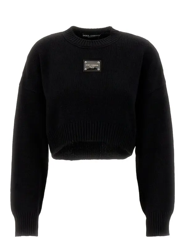 Dolce & Gabbana Knitwear With Metal Logo Tag - Multicolor