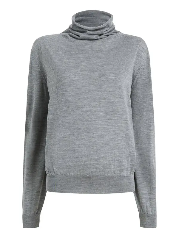 Khaite Annette Merino Wool Turtleneck - Sterling