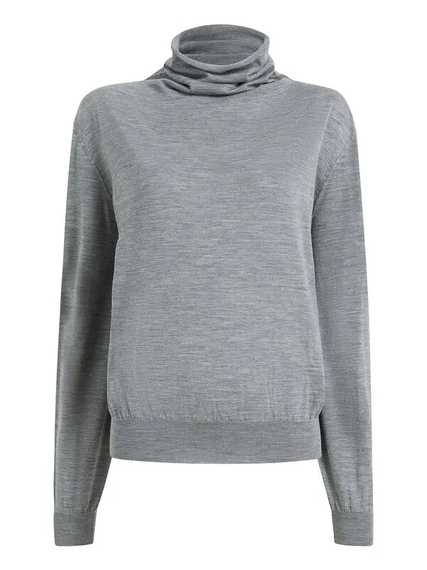 Khaite Annette Merino Wool Turtleneck - Sterling