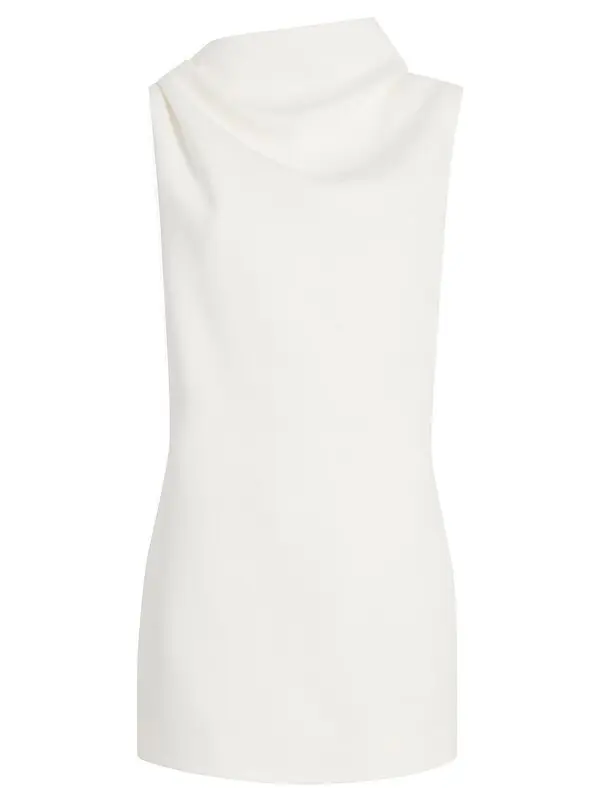 Khaite Astor Draped Crepe Satin Mini Dress - Chalk